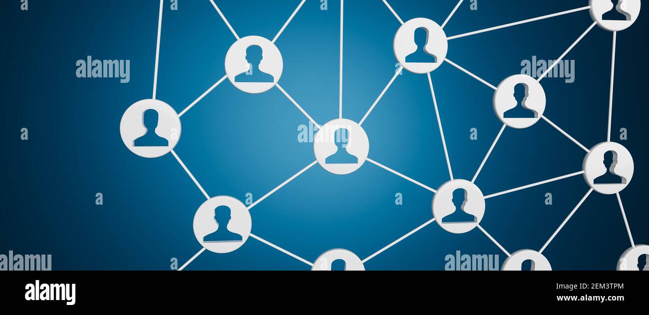 Networking concept: Mens and womens faces connected in a web Stock ...