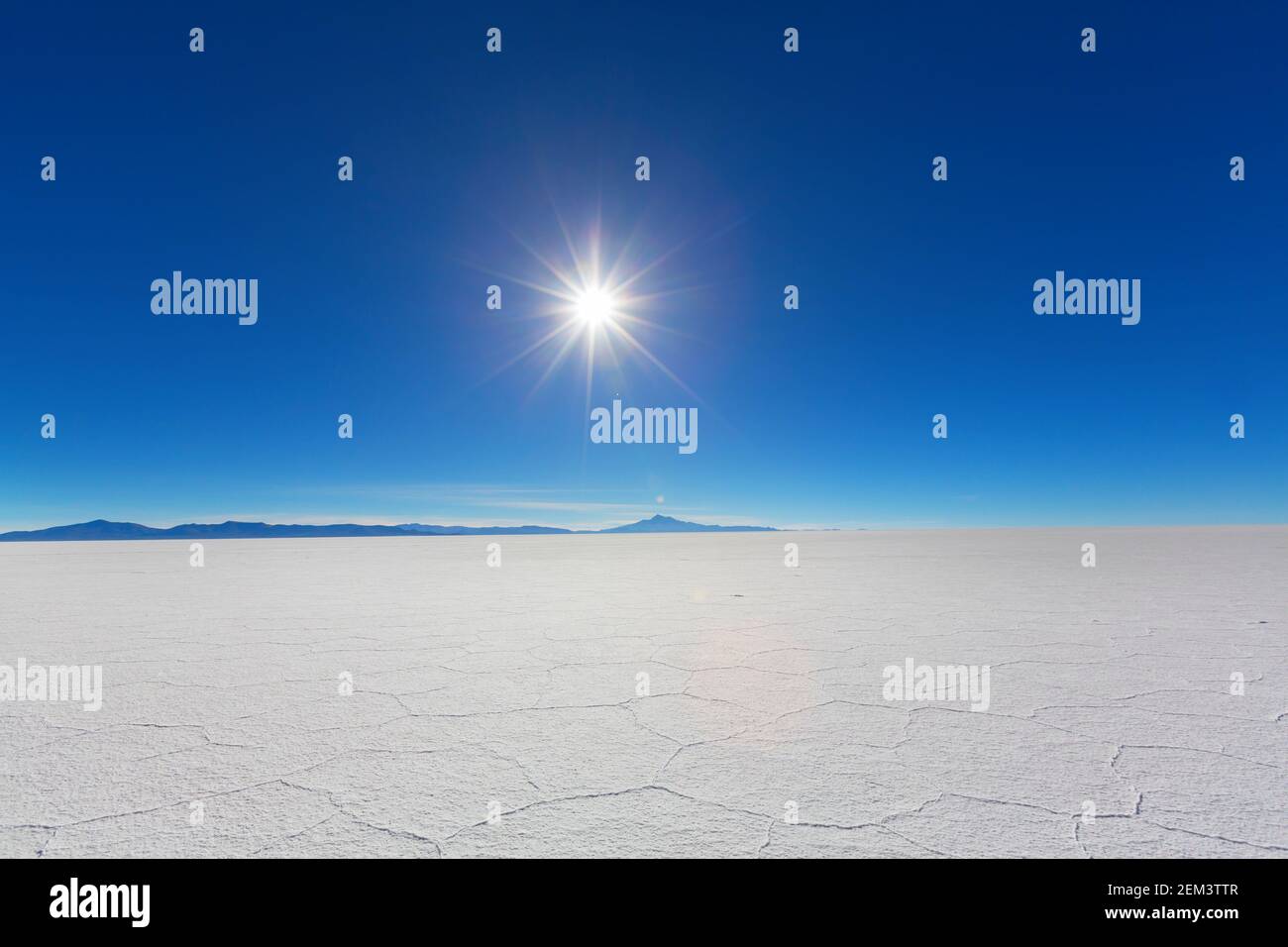 Landscape of the Uyuni Salt Flats at sunrise, Bolivia. Unusual natural ...