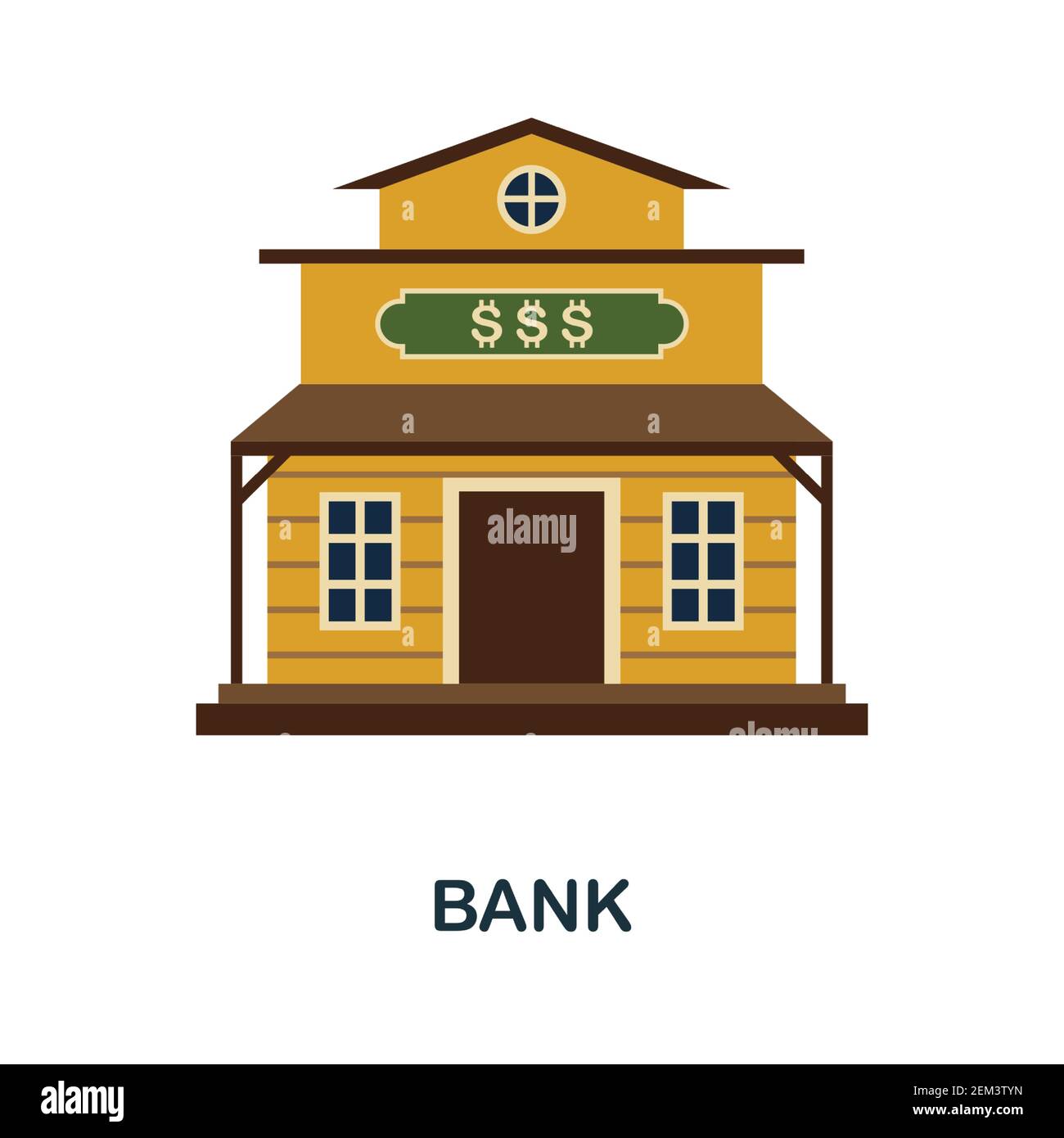 Bank flat icon. Color simple element from wild west collection ...