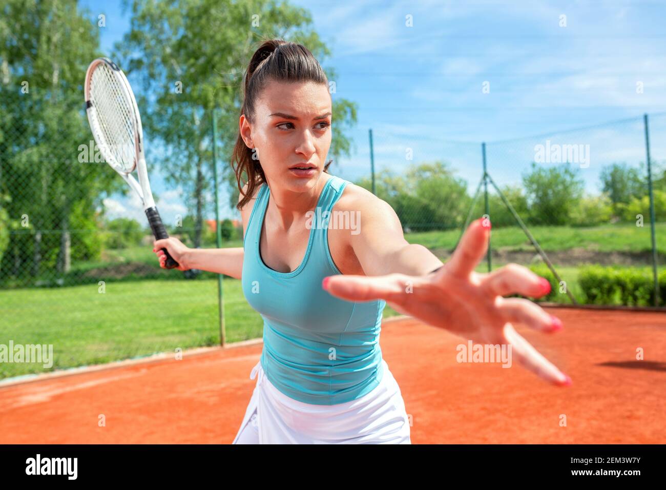 Keeping the right body posture for a forehand stroke in tennis Stock ...
