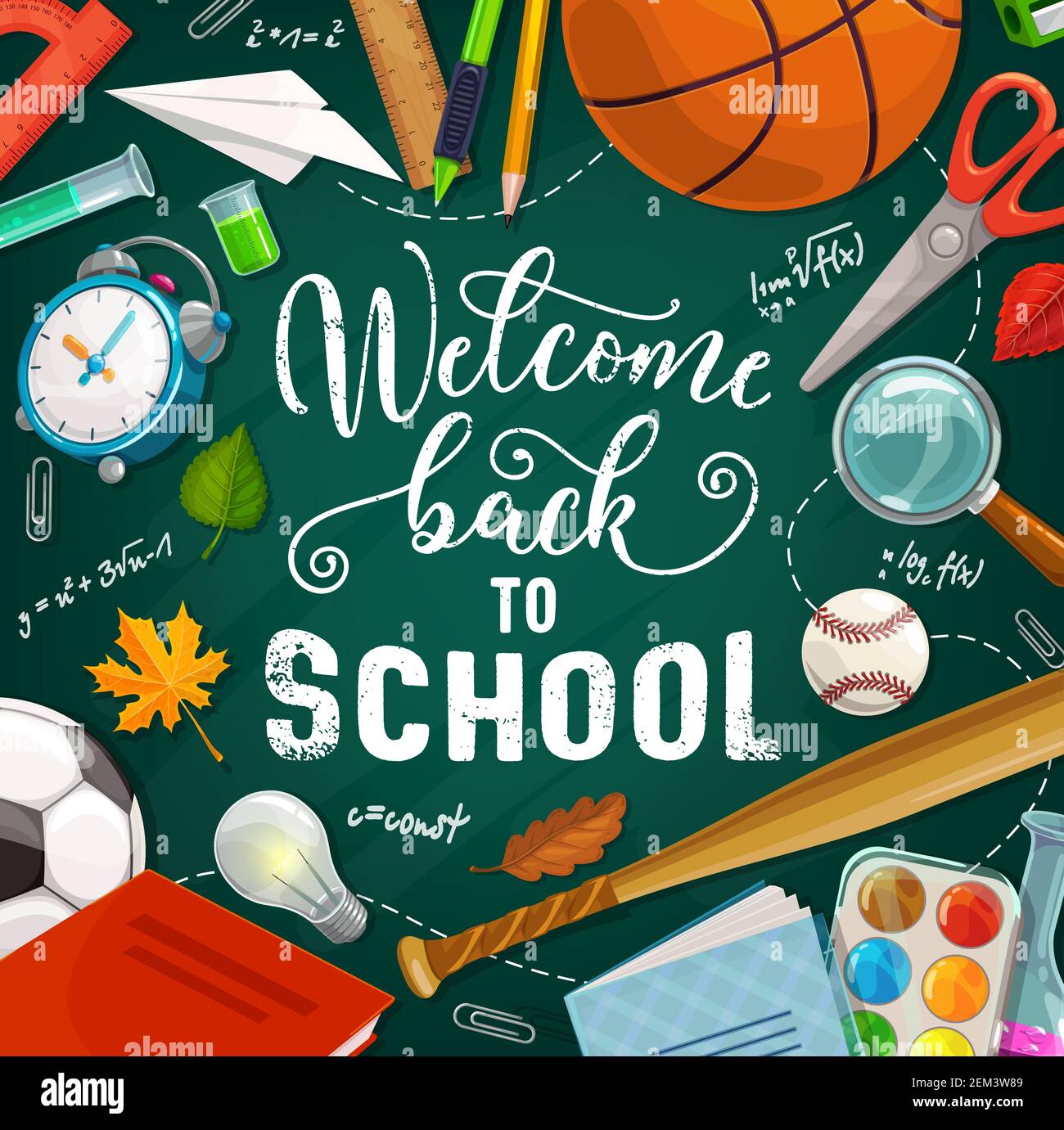 Back to school, education supplies and student classes items on ...
