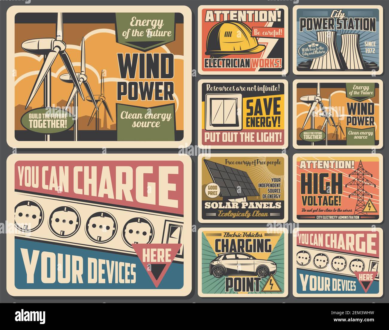 Electrician works, eco energy, power plant and electricity supply ...