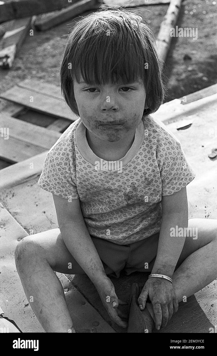 Childrens Adventure Playground young child posing for camera Stock ...
