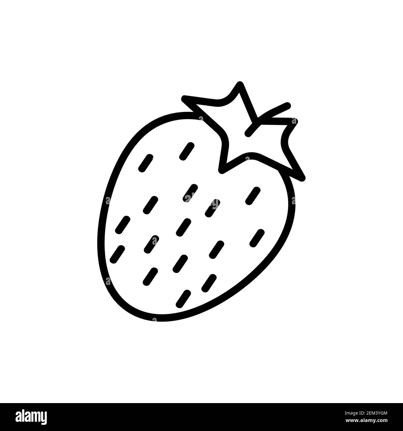 Strawberry flat icon. Pictogram for web. Line stroke. Isolated on white ...