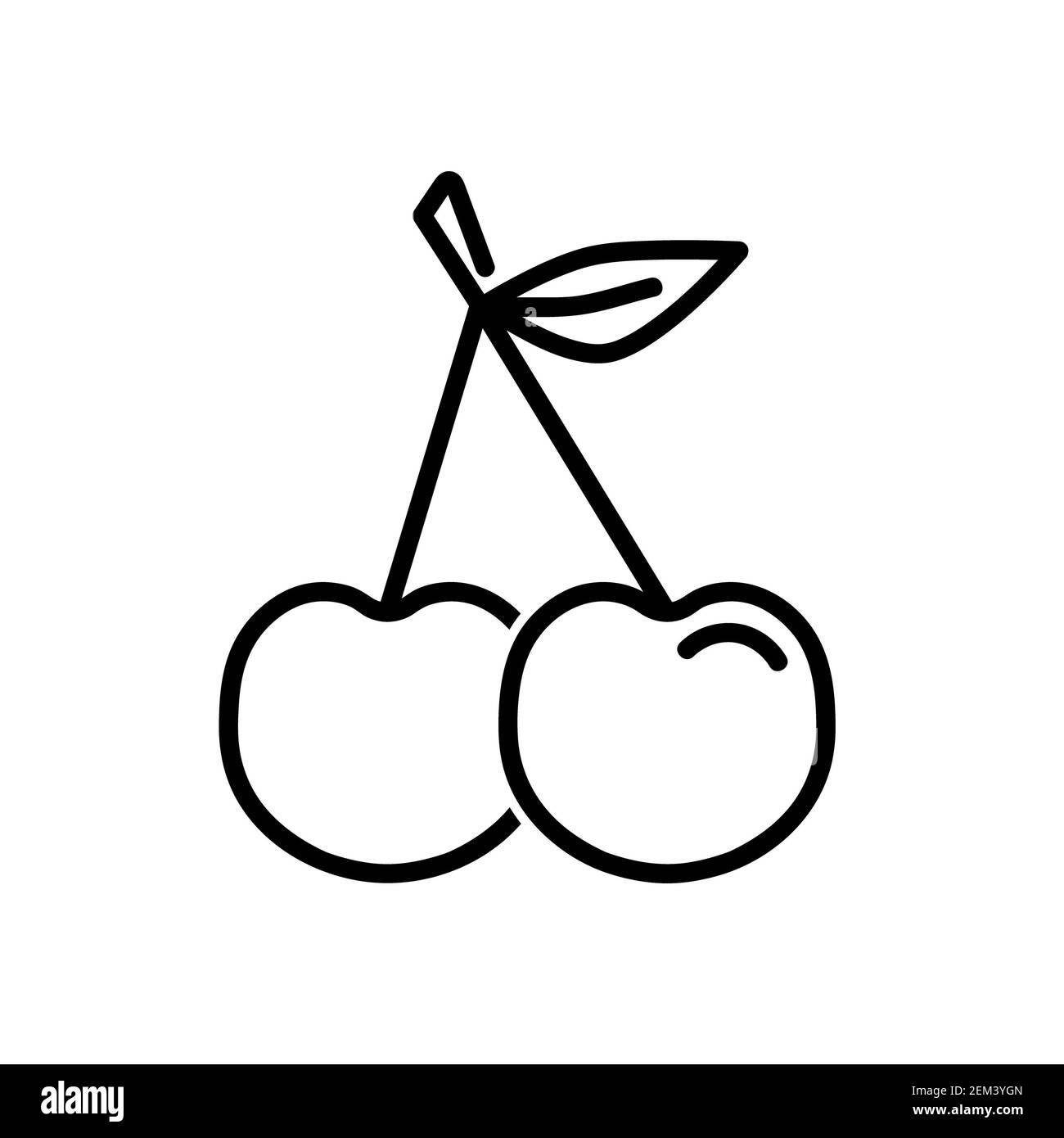 Cherry flat icon. Pictogram for web. Line stroke. Isolated on white ...