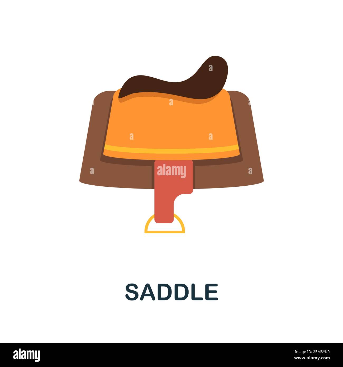 Saddle flat icon. Color simple element from wild west collection ...