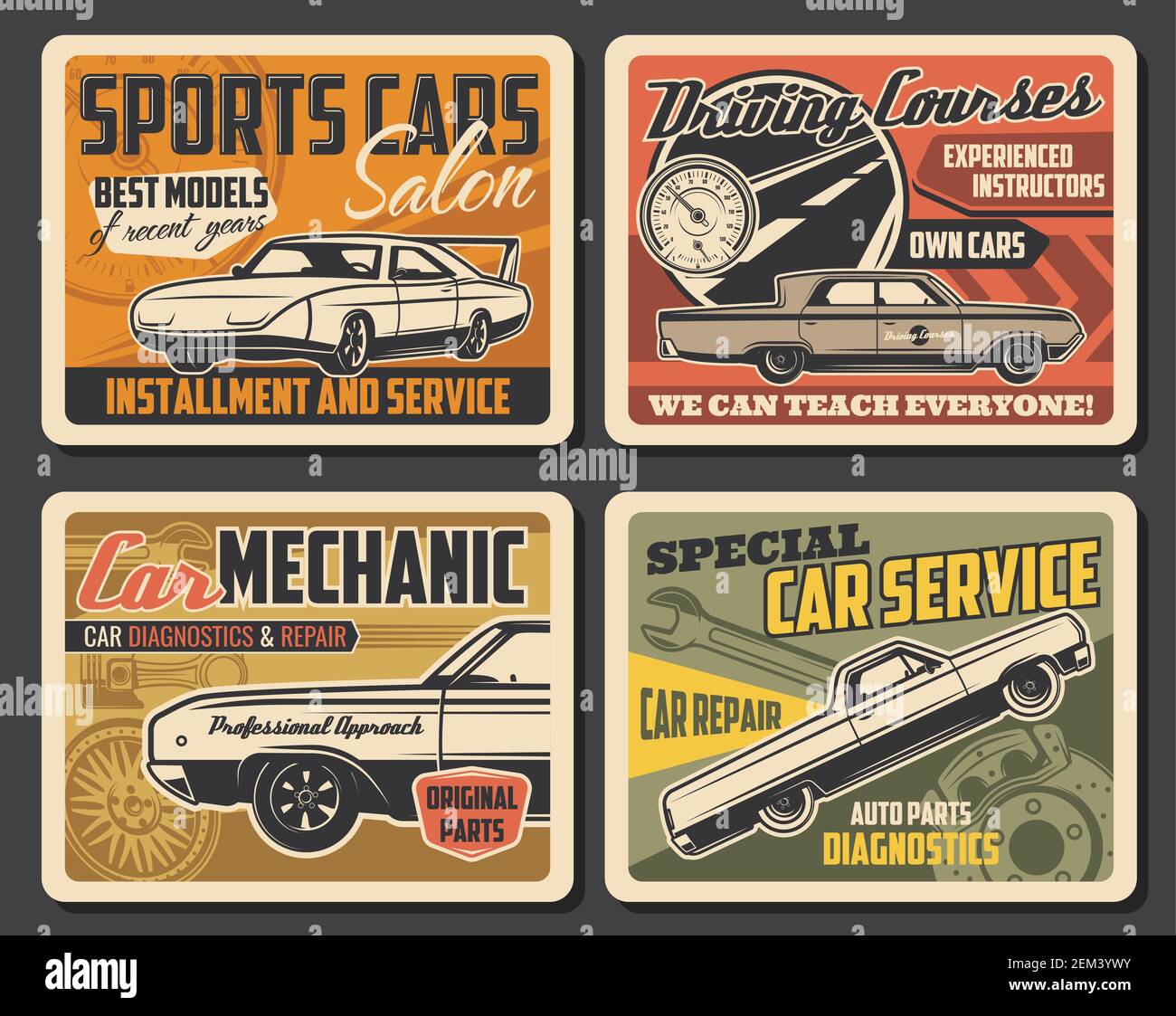 Vintage auto posters Stock Vector Images - Alamy