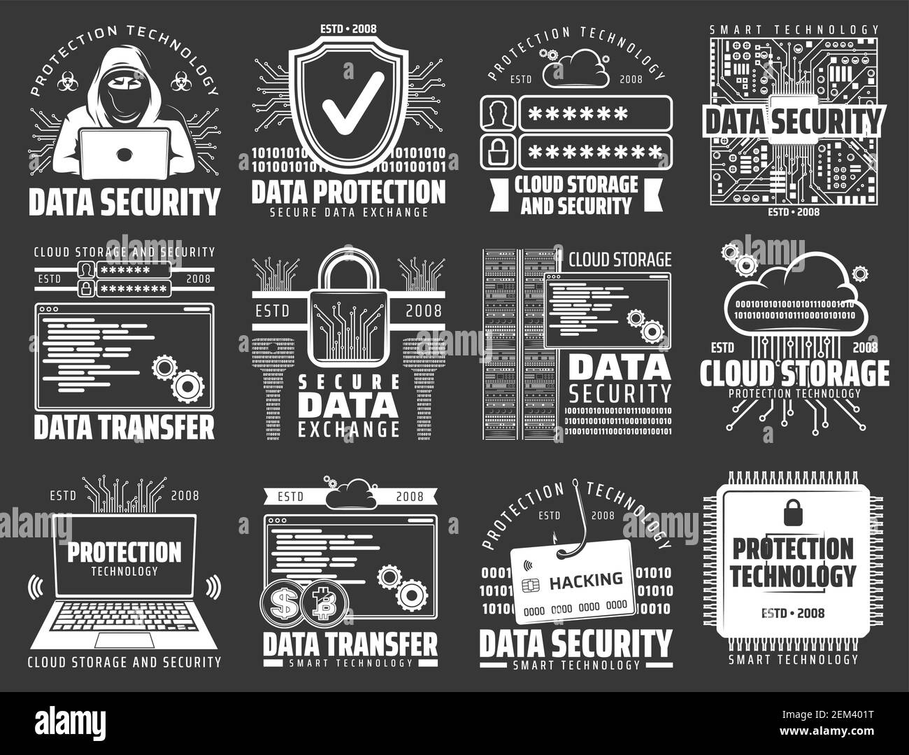 Data protection, internet security and secure data exchange vector ...