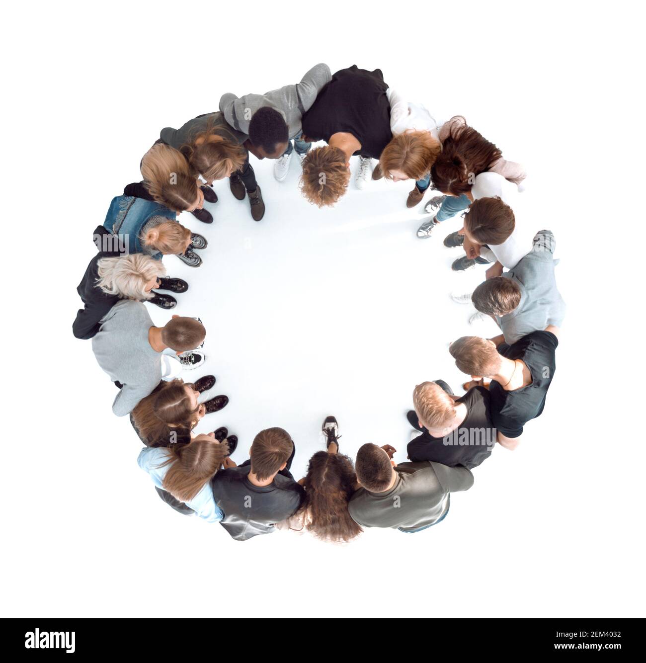 Hands together multiracial top view Cut Out Stock Images & Pictures - Alamy