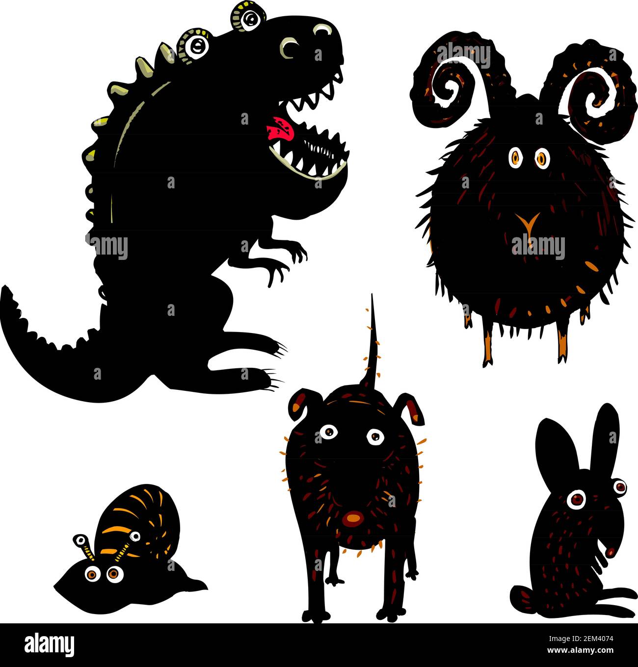 Set of funny cartoon animals Stock Vector Image & Art - Alamy