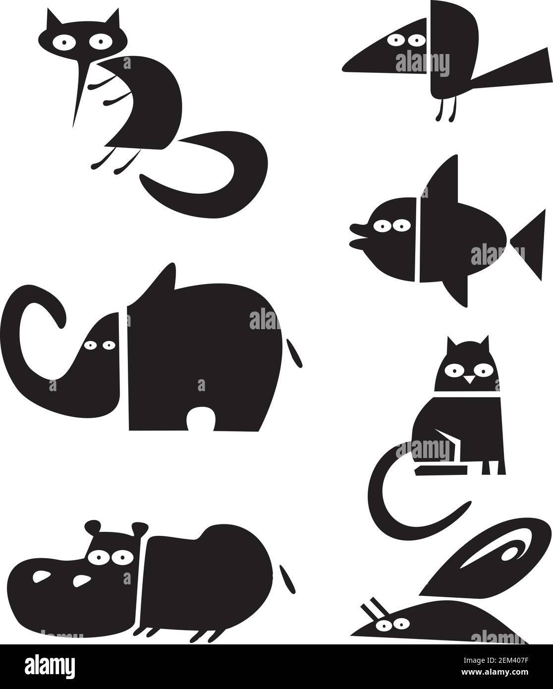 Set of funny cartoon animals Stock Vector Image & Art - Alamy