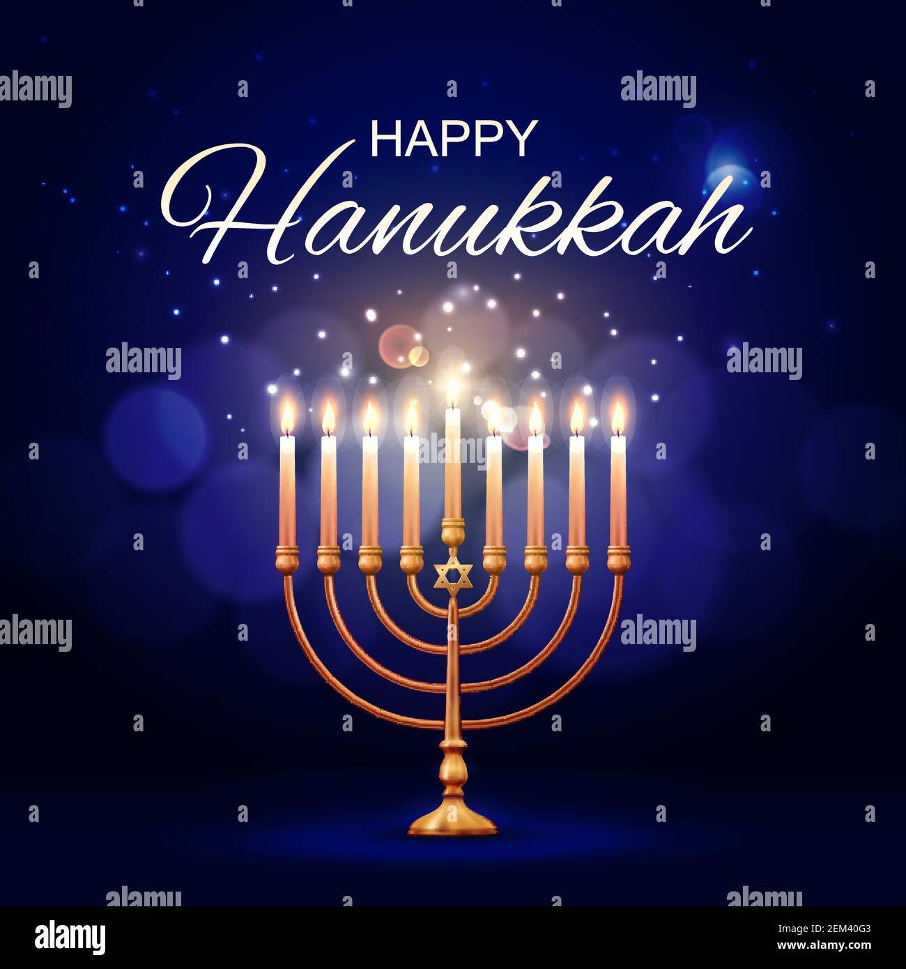 Hanukkah menorah 3d vector design of jewish lamp with flaming candles ...