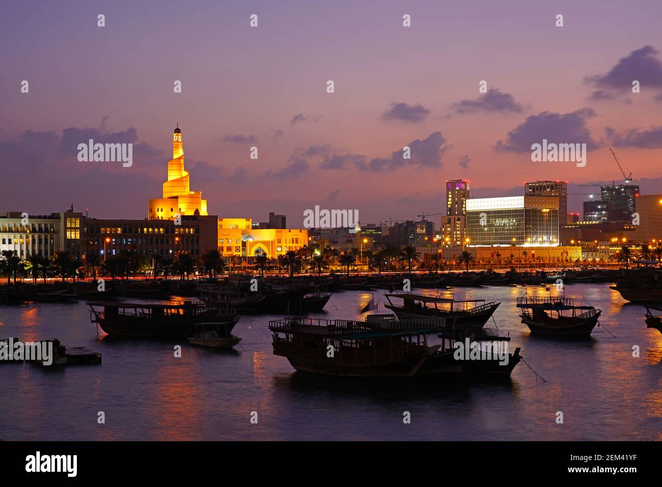 DOHA, QATAR -12 DEC 2019- Sunset view of the Abdulla Bin Zaid Al ...