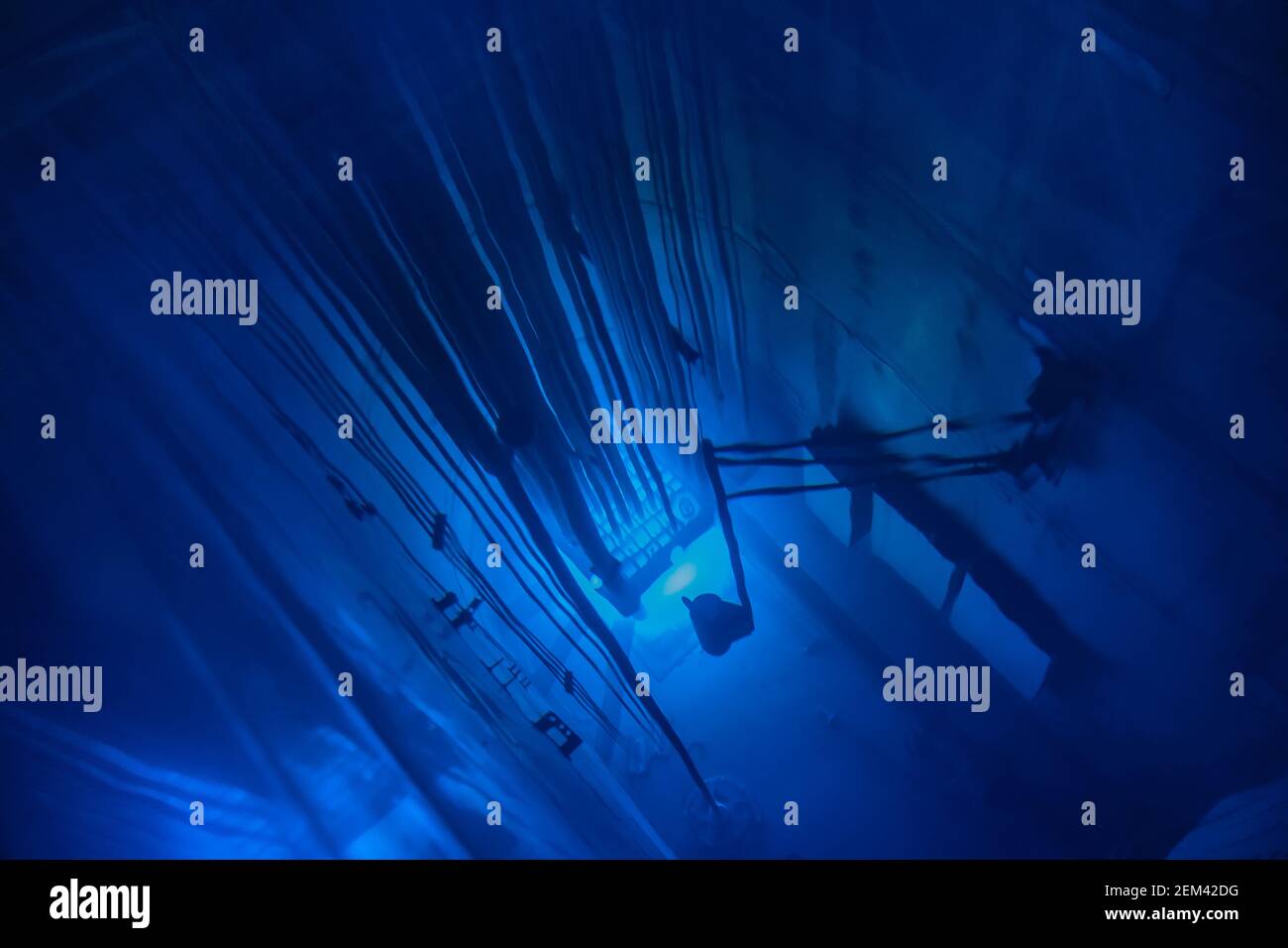 Blue glow water of nuclear reactor core powered, caused by Cherenkov ...