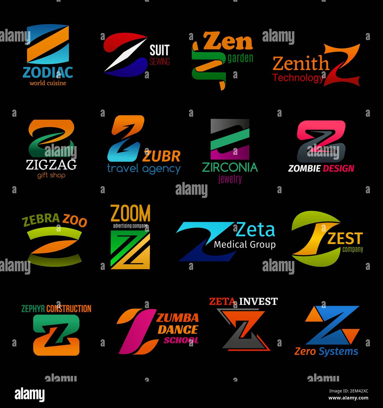 Corporate identity Z icons and business company letter symbols. Tailor ...