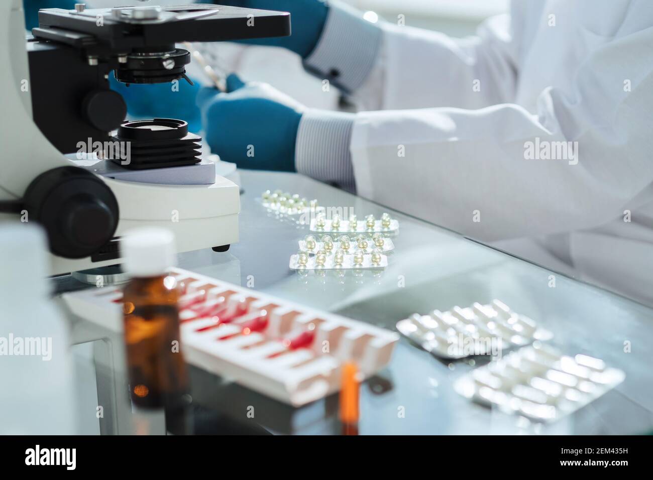 control samples of the drug on the table in the laboratory Stock Photo ...
