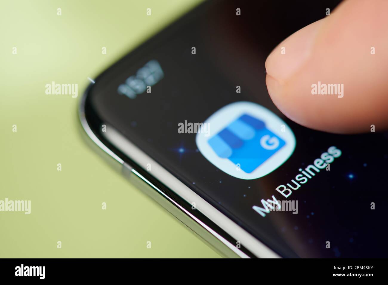 New york, USA - February 24, 2021: Google my business app on smartphone ...