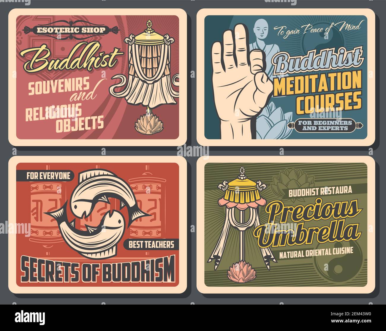 Buddhism religion vector design with Buddhist religious symbols of yin ...