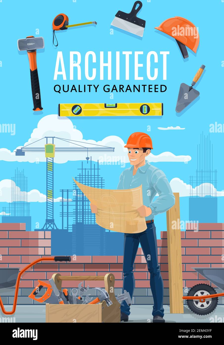 Builder architect and construction worker profession. Vector ... Builder architect and construction worker profession. Vector ...