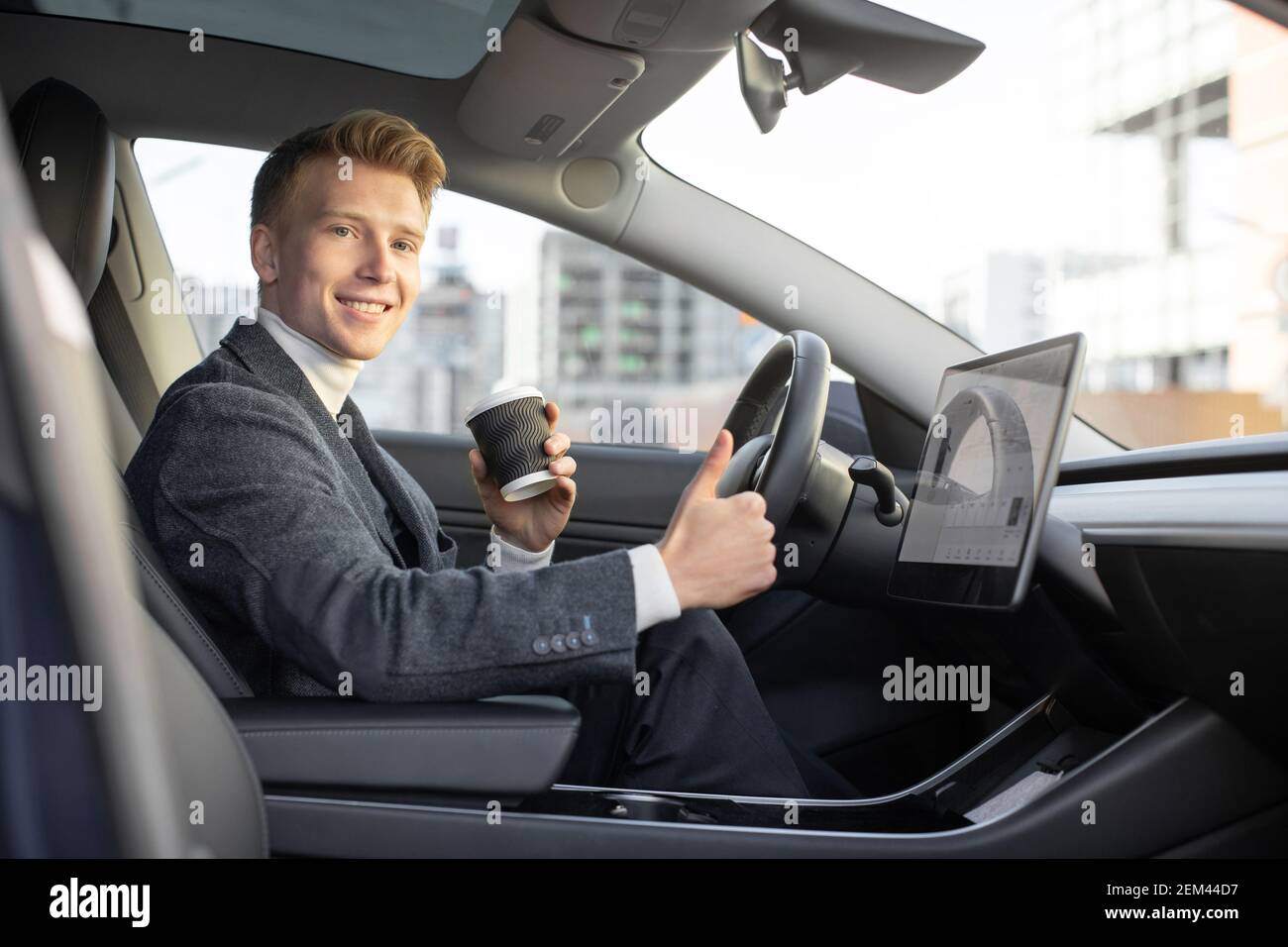 Test driving of new generation electro vehicle with self driving system ...