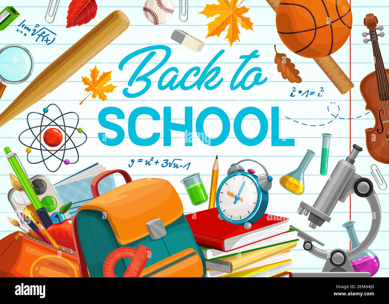 Back to school, education supplies and student classes items on ...