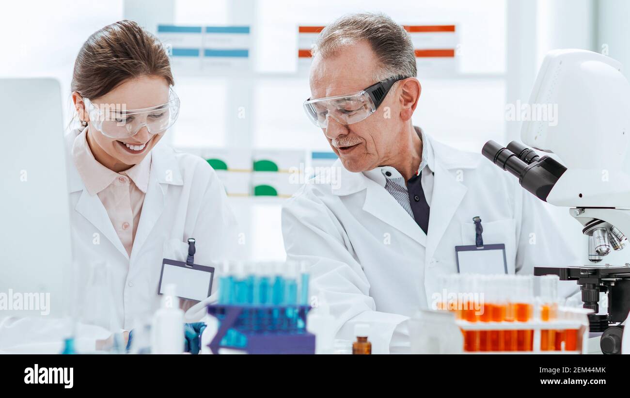 close up. scientists work in the laboratory for blood research Stock ...
