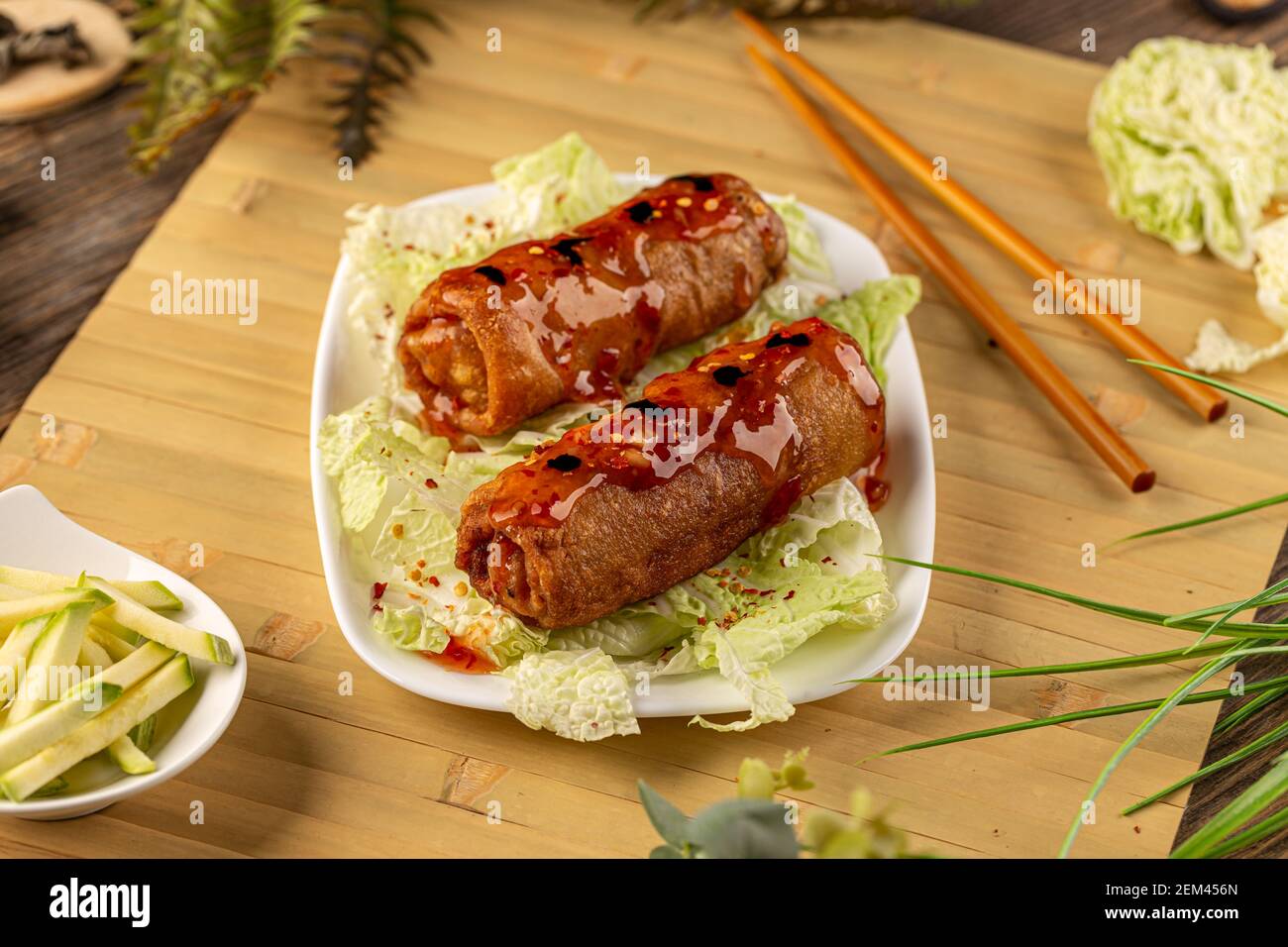 Fried pork spring rolls Stock Photo - Alamy