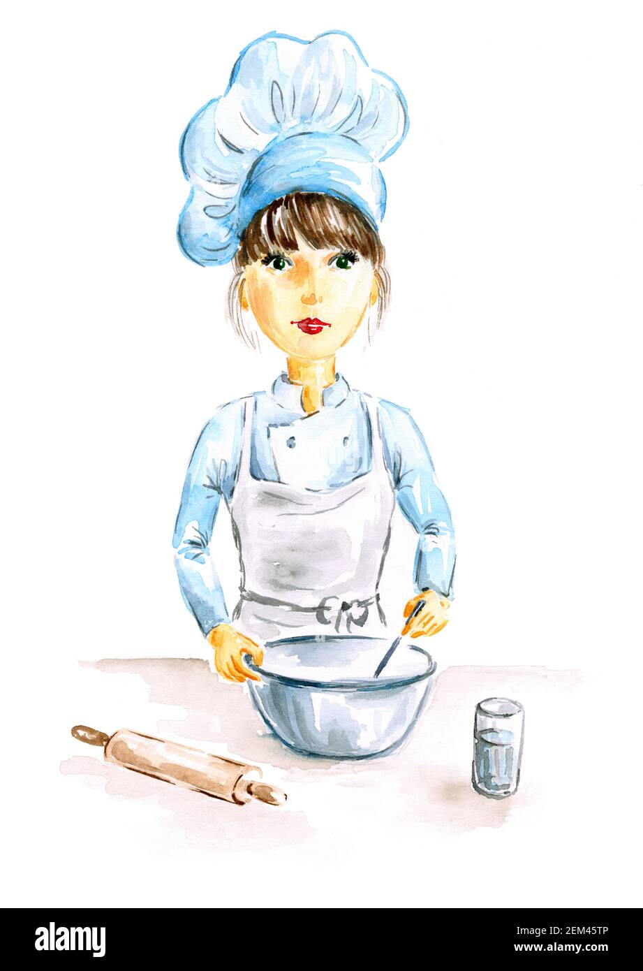 Watercolor baking woman hi-res stock photography and images - Alamy