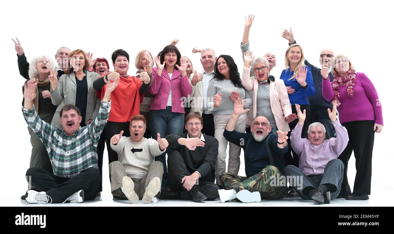 groups of happy mature people showing their success Stock Photo - Alamy