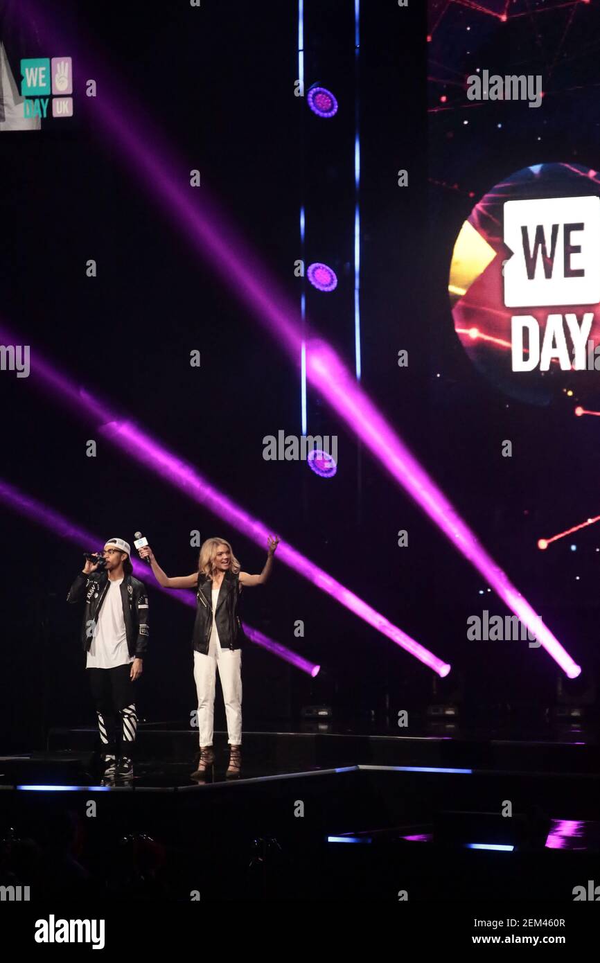 Bluey Robinson and Marlee Matlin on stage at the 2016 We Day charity ...