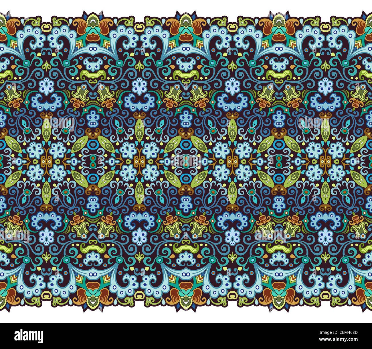 Abstract ethnic nature tile stripe seamless border Stock Photo - Alamy