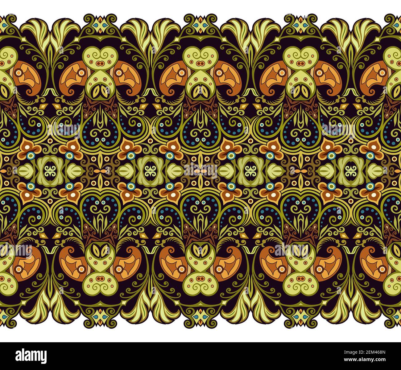 Abstract ethnic nature tile stripe seamless border Stock Photo - Alamy