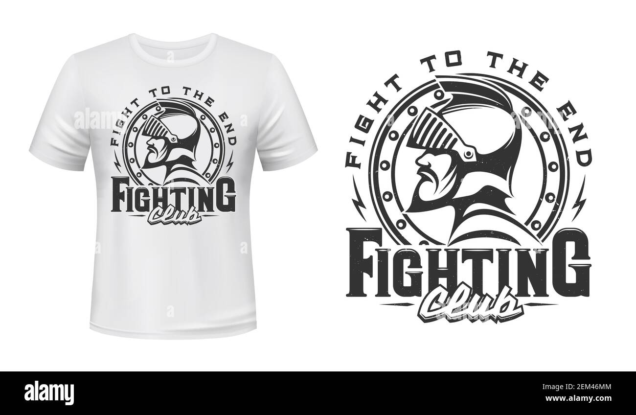Fight club vector t-shirt print with medieval knight or warrior ...