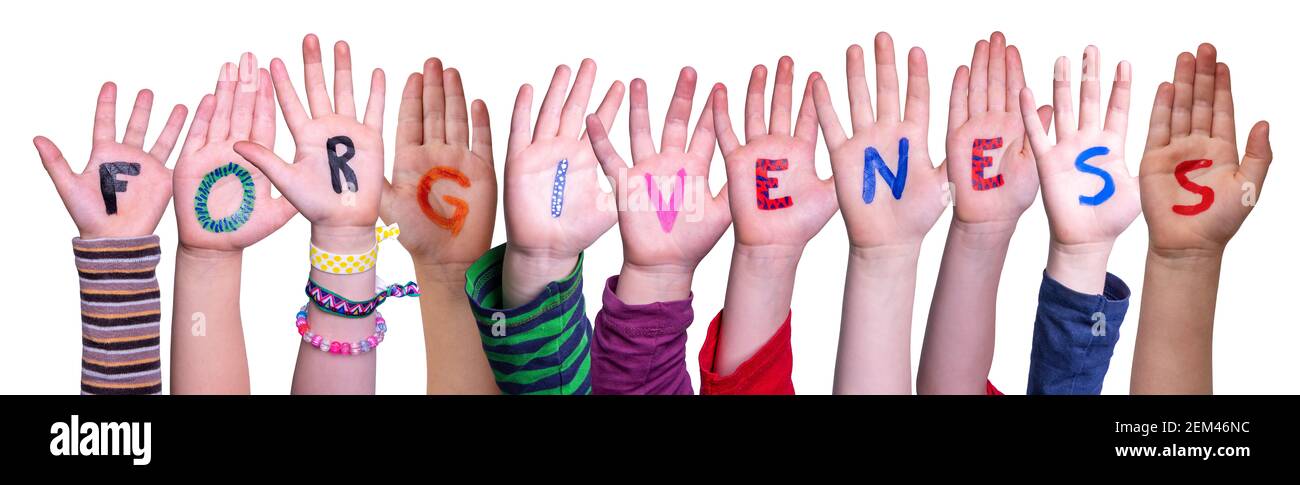 Children Hands Building Word Forgiveness, Isolated Background Stock ...