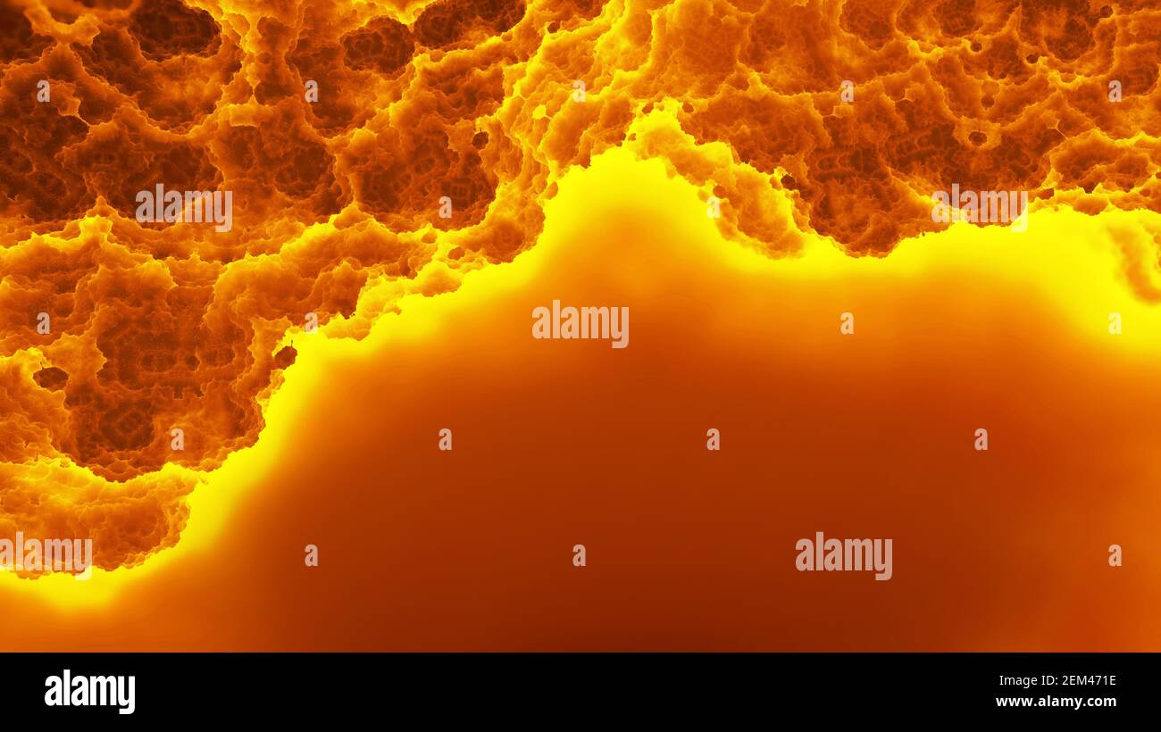 3d illustration. Molten vault, cave ceiling, volcanic, fiery red Stock ...