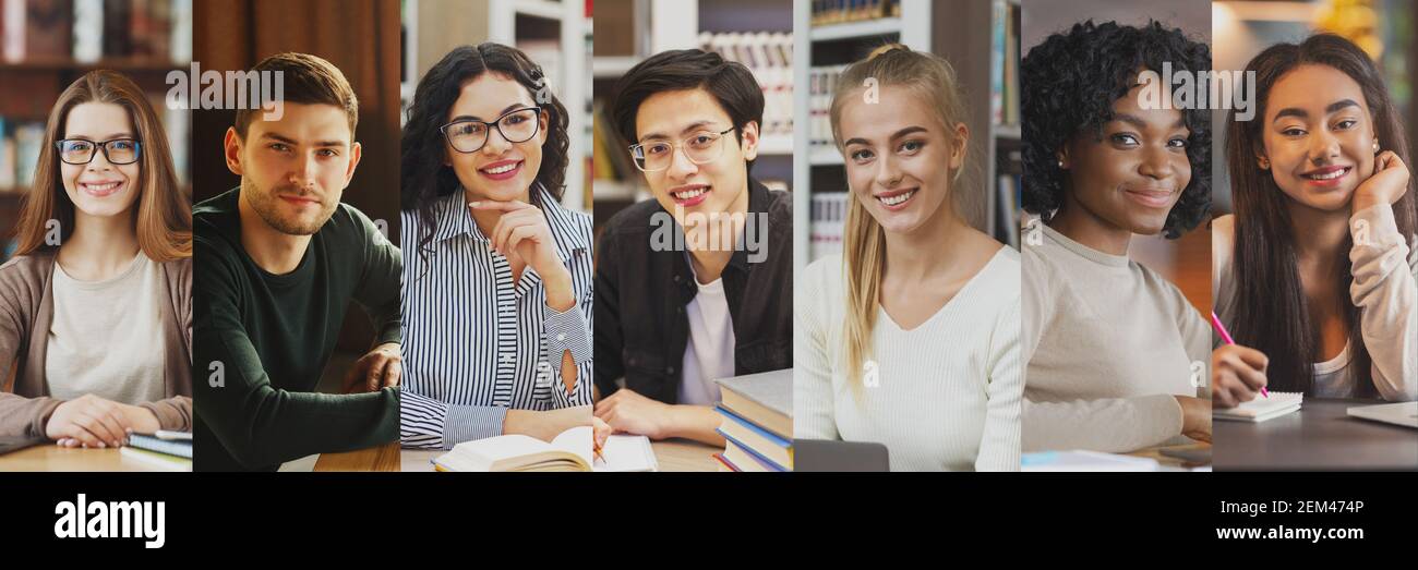 Diverse Students Portraits Set In A Row, Collage Stock Photo - Alamy