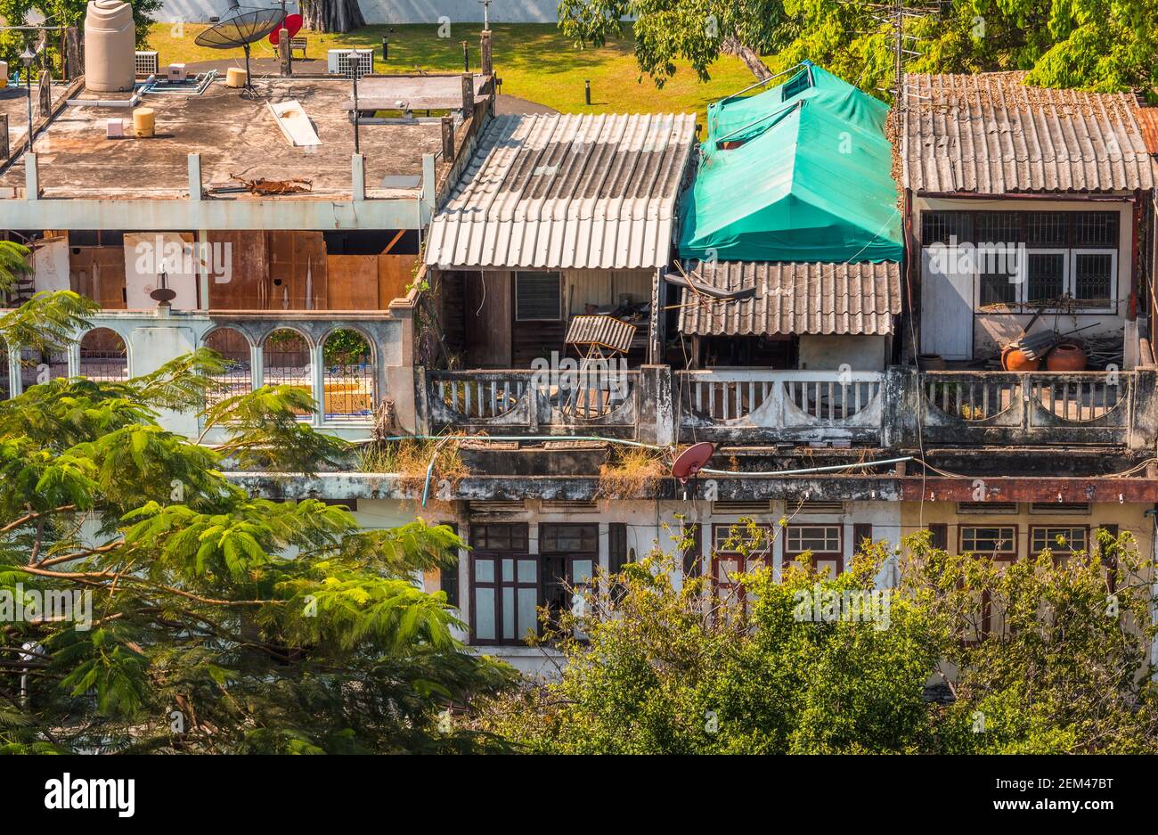 Poor Houses in Big City. Messy Architecture in a Poor Street of Bangkok ...