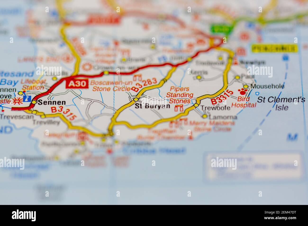 Map of st buryan hi-res stock photography and images - Alamy