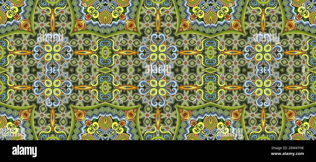 Raster ethnic ornamental color seamless pattern Stock Photo - Alamy