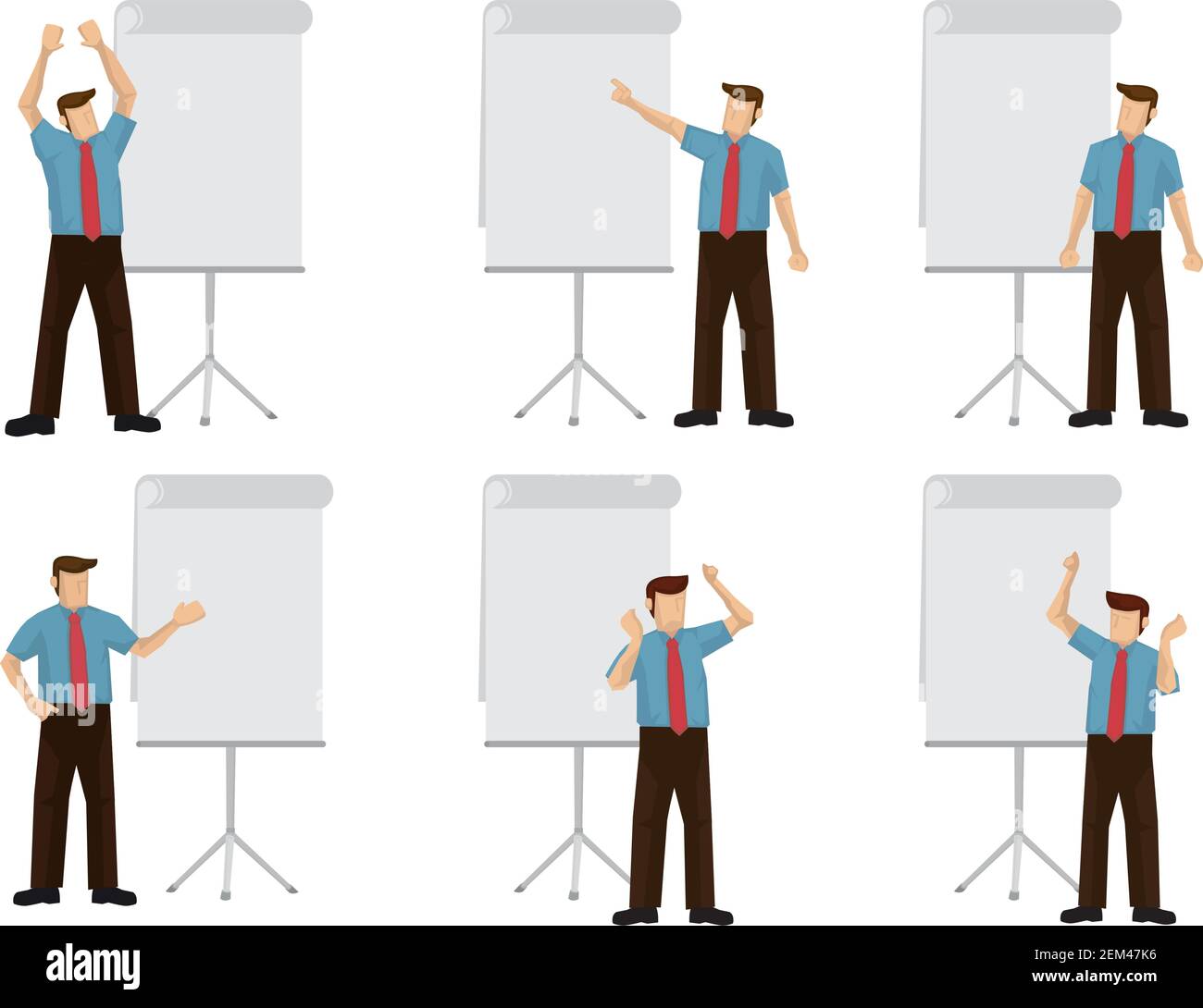 Set of businessman giving a presentation. Isolated vector cartoon ...