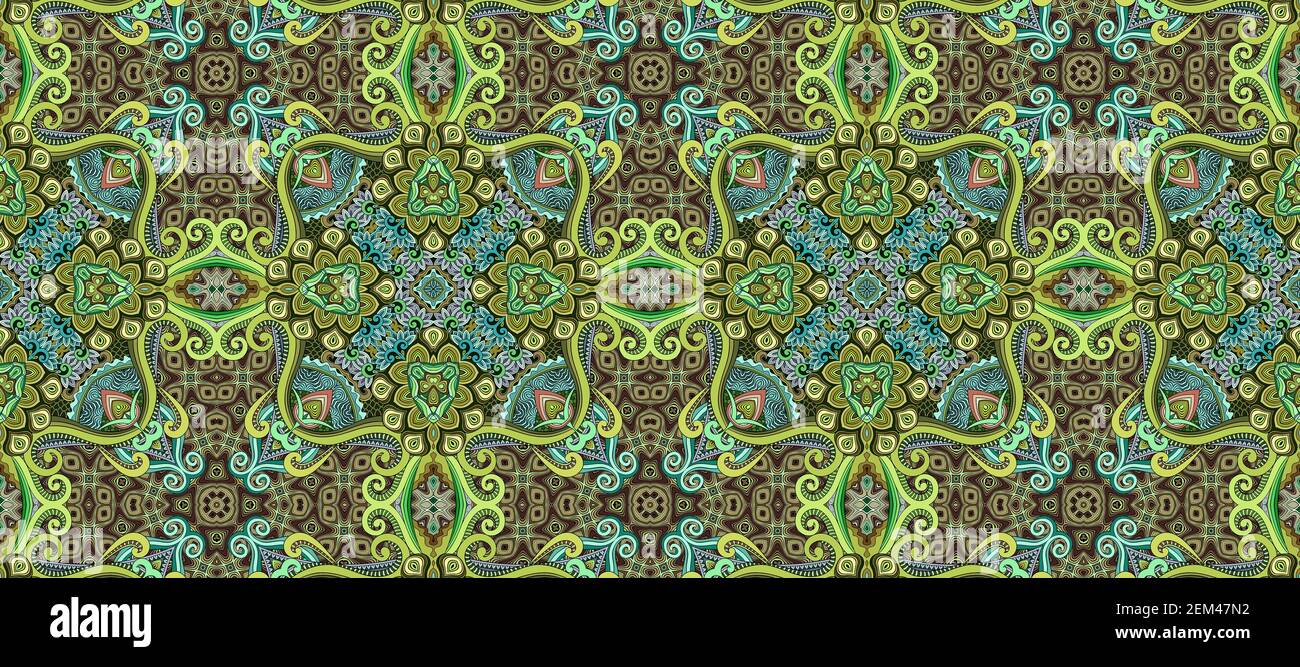 Raster ethnic ornamental color seamless pattern Stock Photo - Alamy