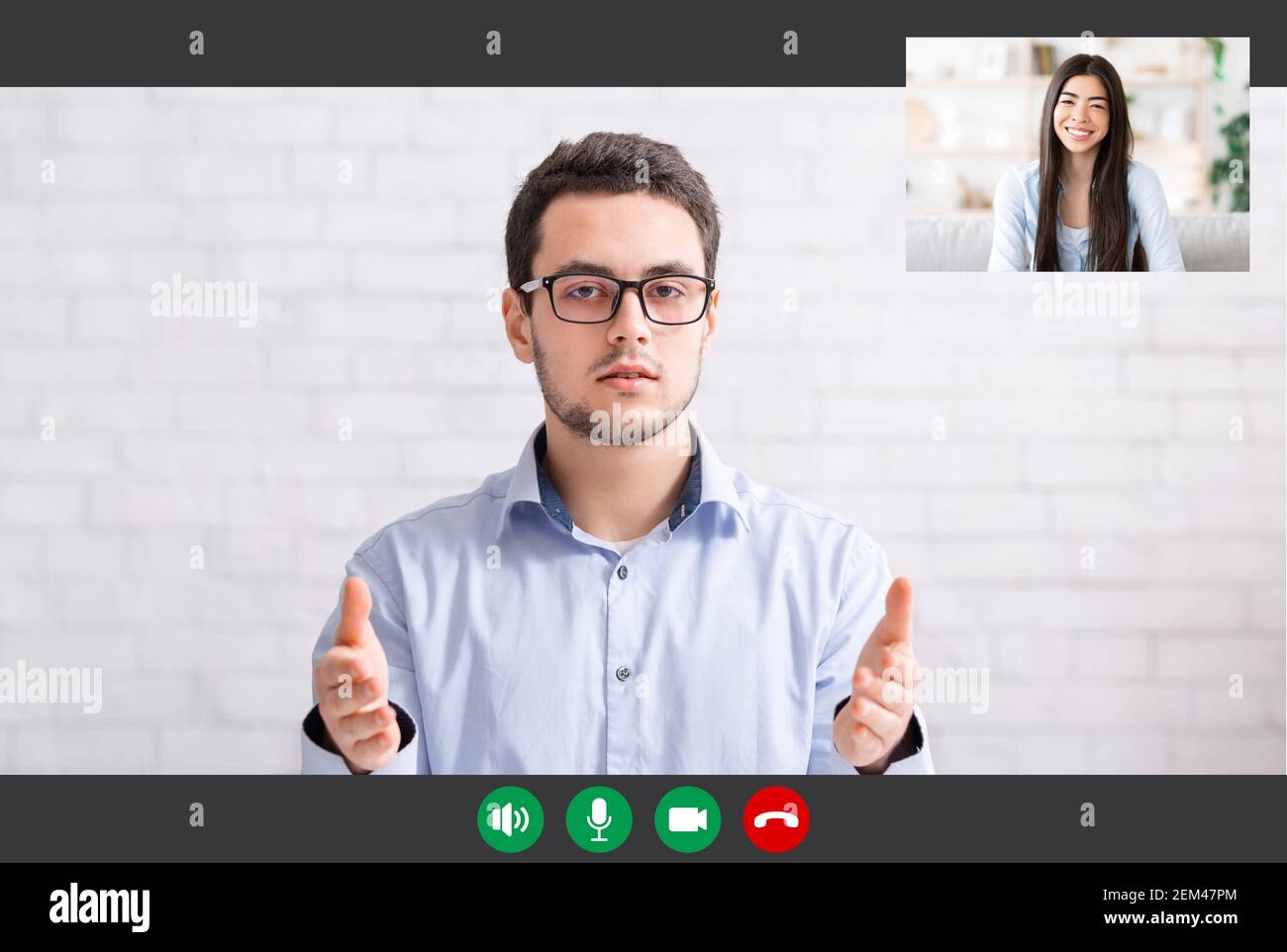 Man And Woman Having Online Video Call Stock Photo - Alamy