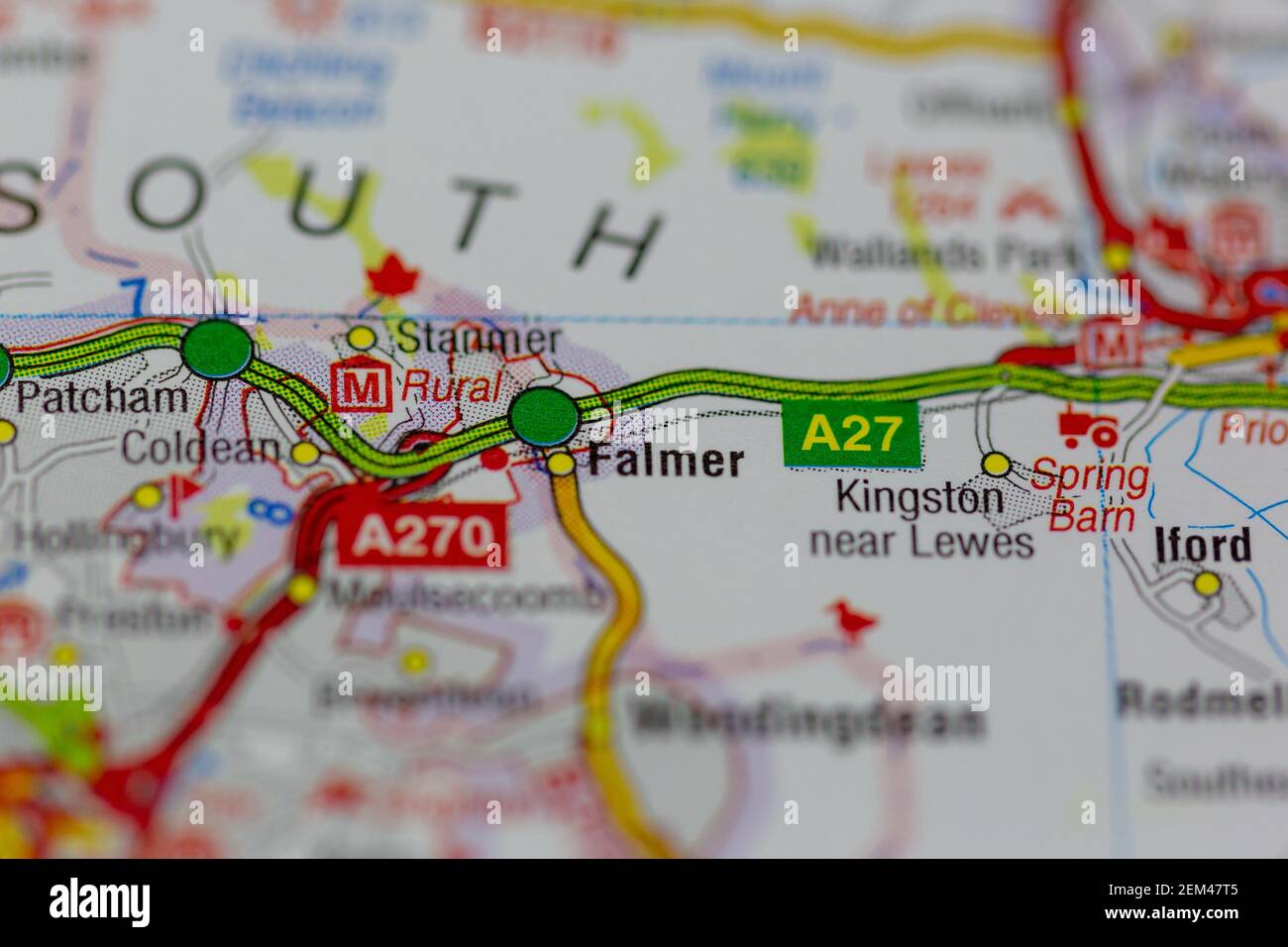 Falmer shown on a road map or geography map Stock Photo - Alamy
