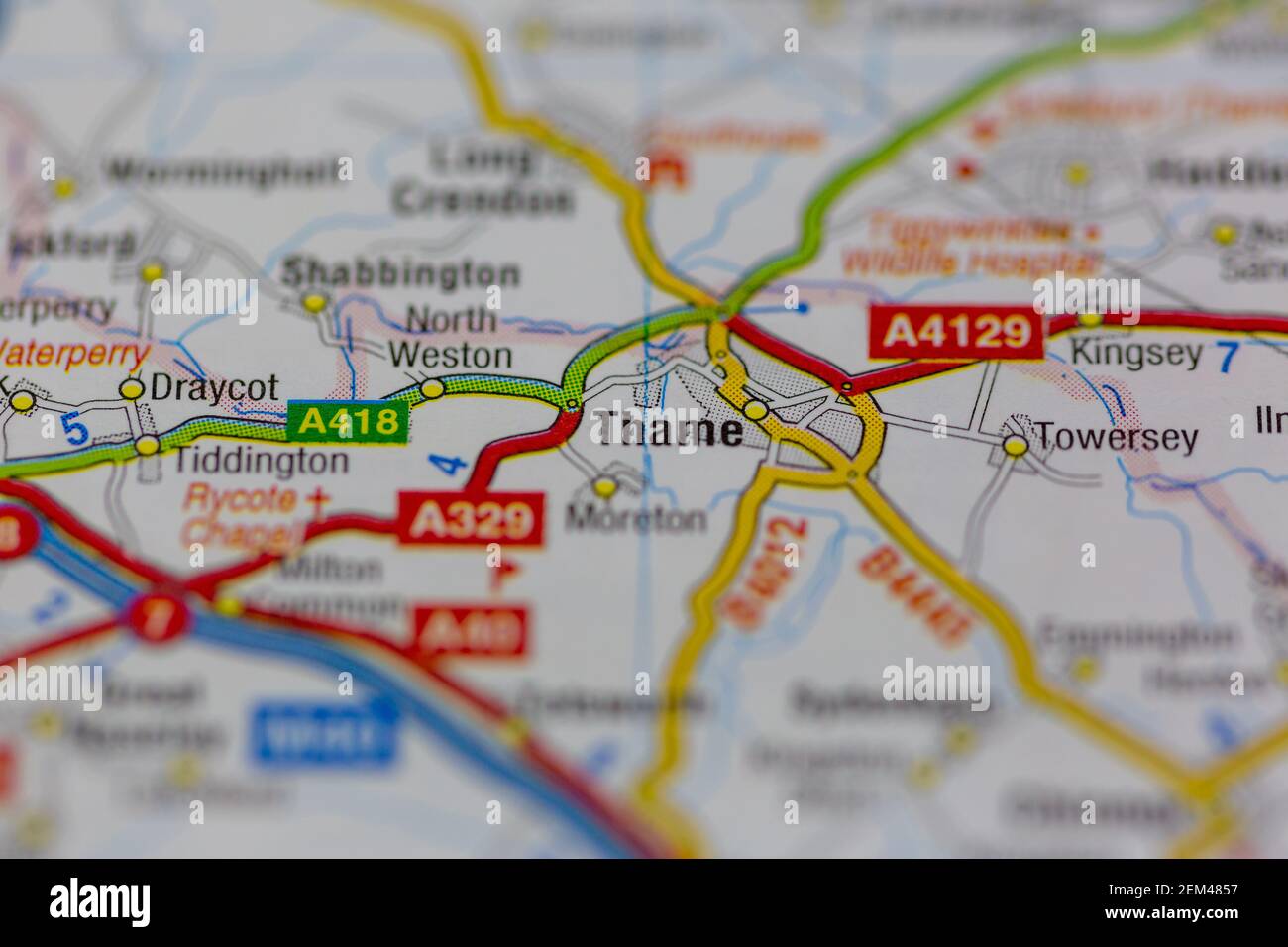 Thame shown on a road map or geography map Stock Photo - Alamy