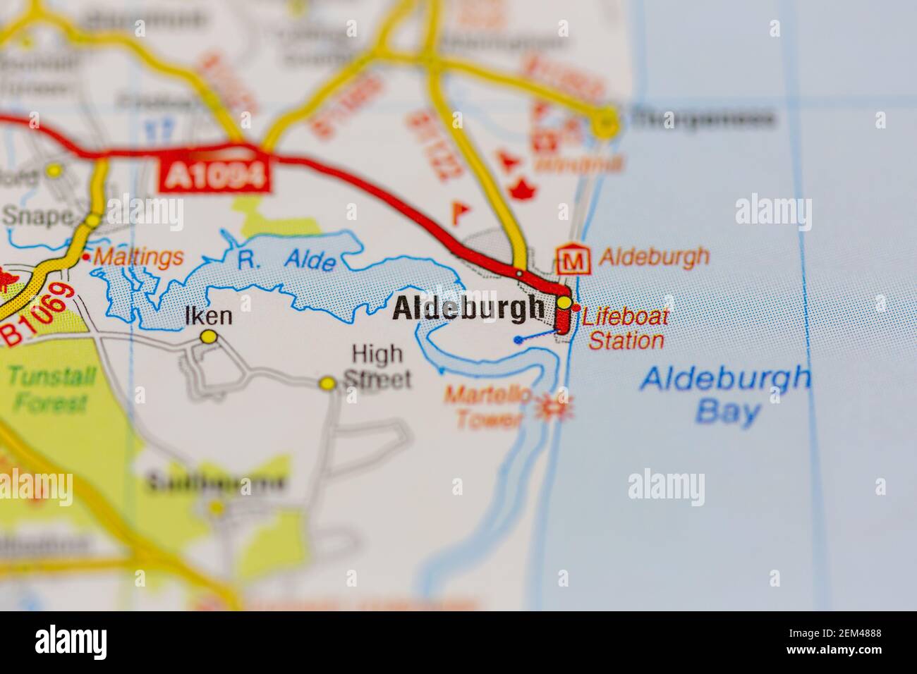Aldeburgh shown on a road map or geography map Stock Photo - Alamy
