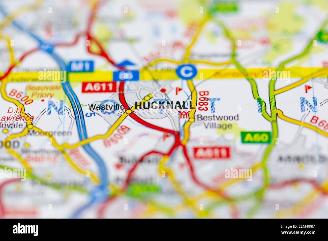 Hucknall map hi-res stock photography and images - Alamy