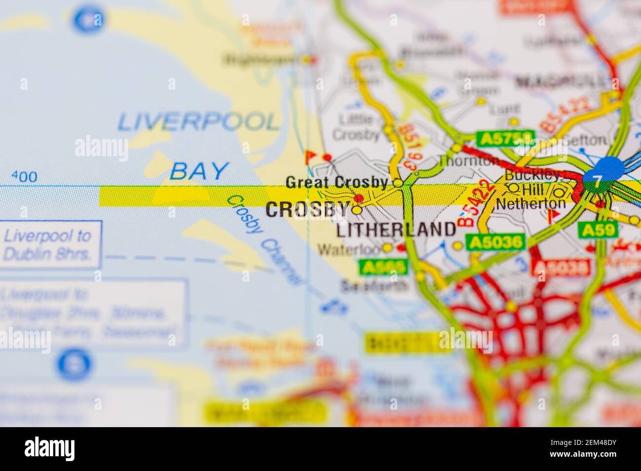 Crosby shown on a road map or geography map Stock Photo - Alamy