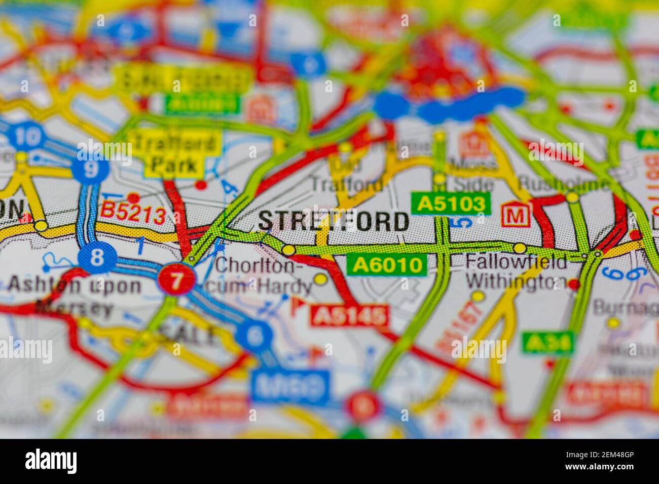 Stretford shown on a road map or geography map Stock Photo - Alamy