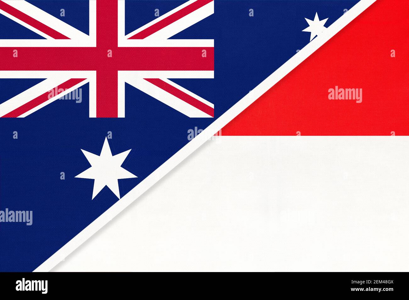 Australia and Indonesia, national flags from textile. Relationship ...