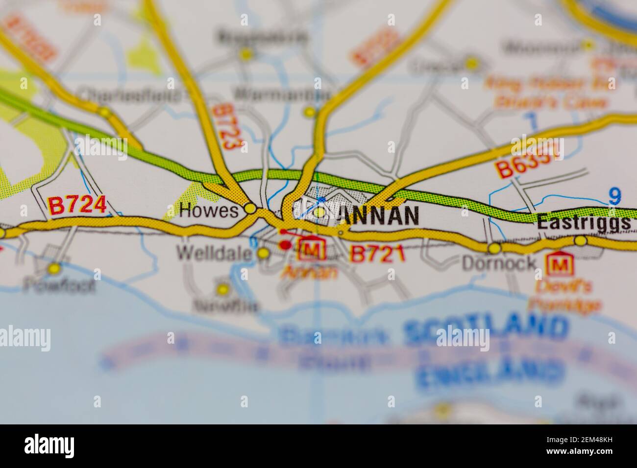 Annan shown on a road map or geography map Stock Photo - Alamy